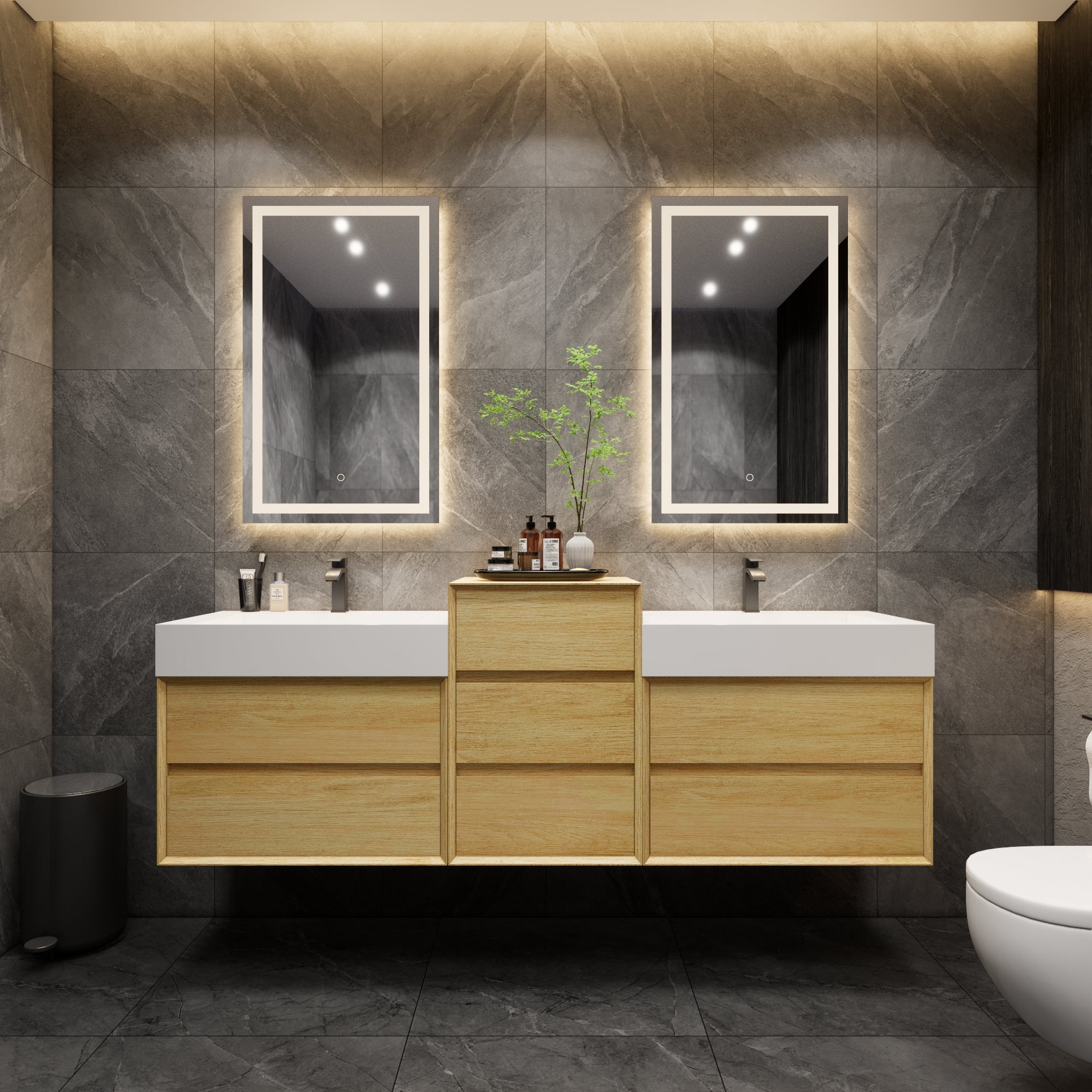 Max Wall Mounted Floating Bath Vanity with Sink | Teak Oak – Better Vanity