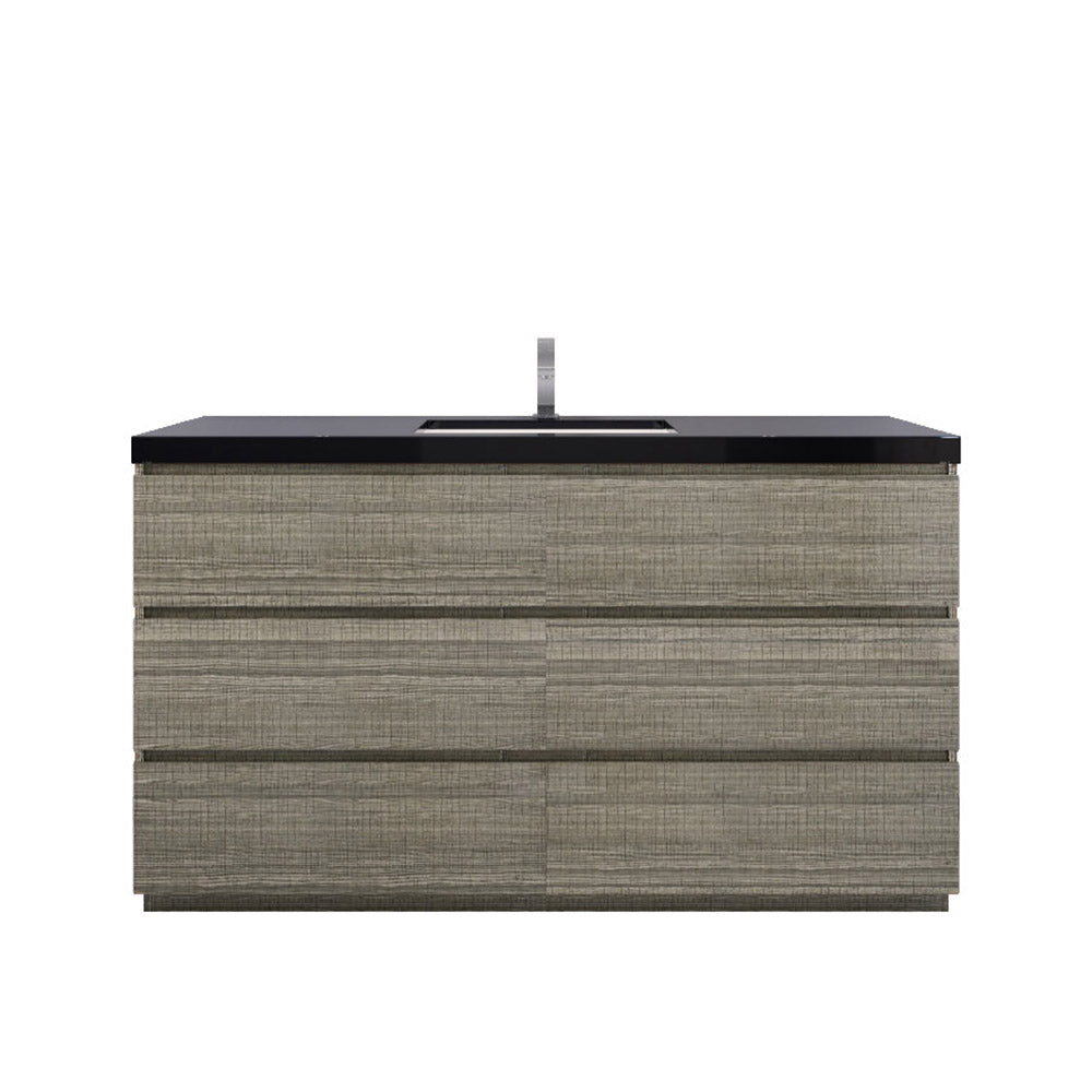 Stanley 60" High Gloss Ash Gray Freestanding Vanity with Reinforced Ac ...